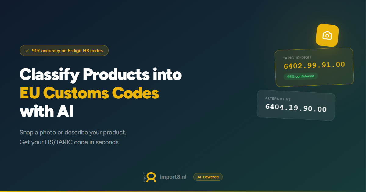 TARIC Code Lookup — Find EU Tariff Codes & Duty Rates | Import8